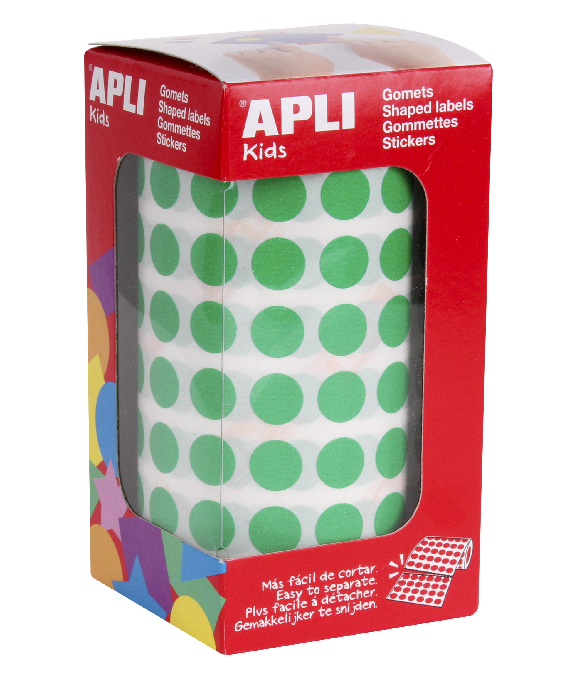 Rouleau gommettes rondes Ø 10,5 mm vert | APLI