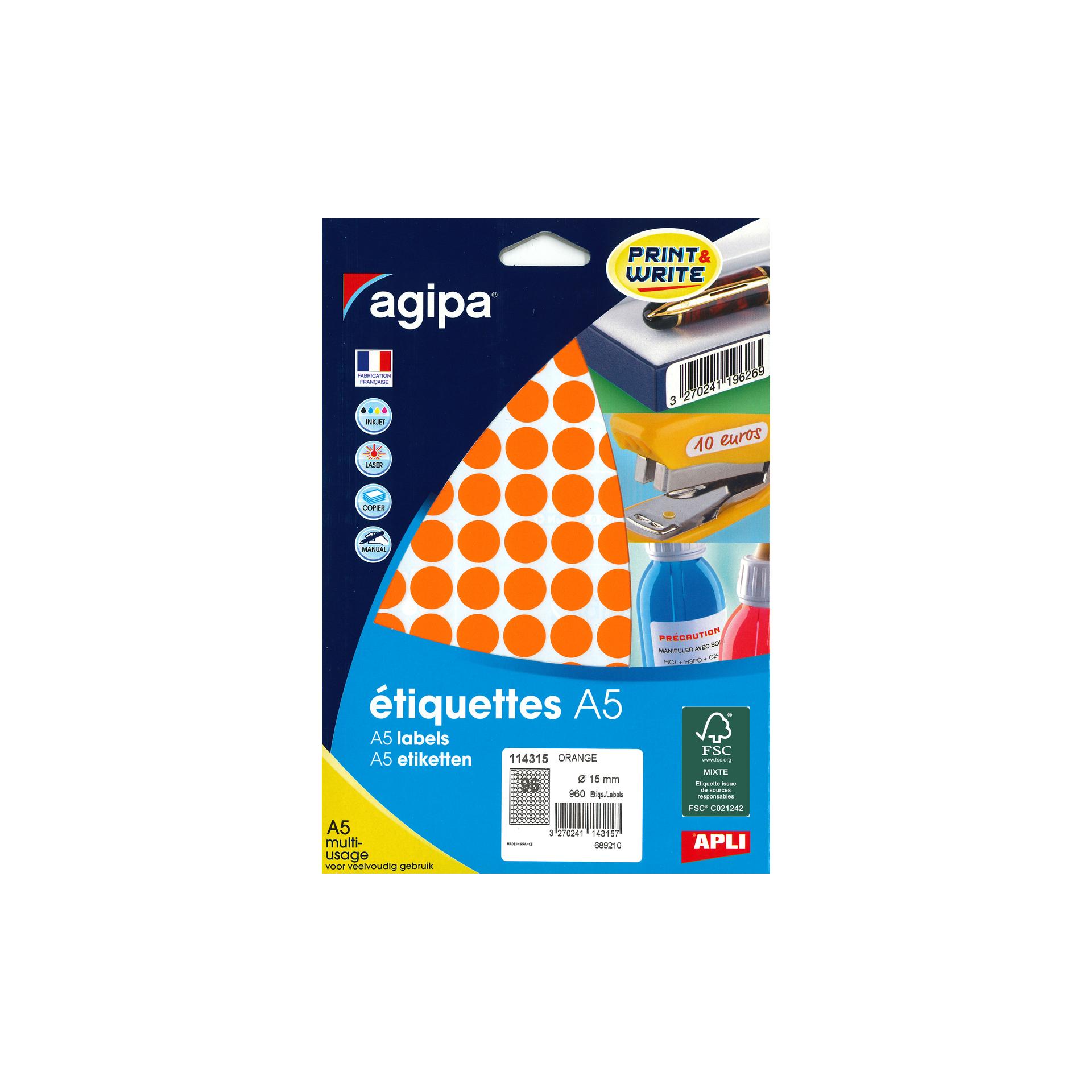 Pastilles orange multi-usage Ø 15 mm 10 feuilles | APLI