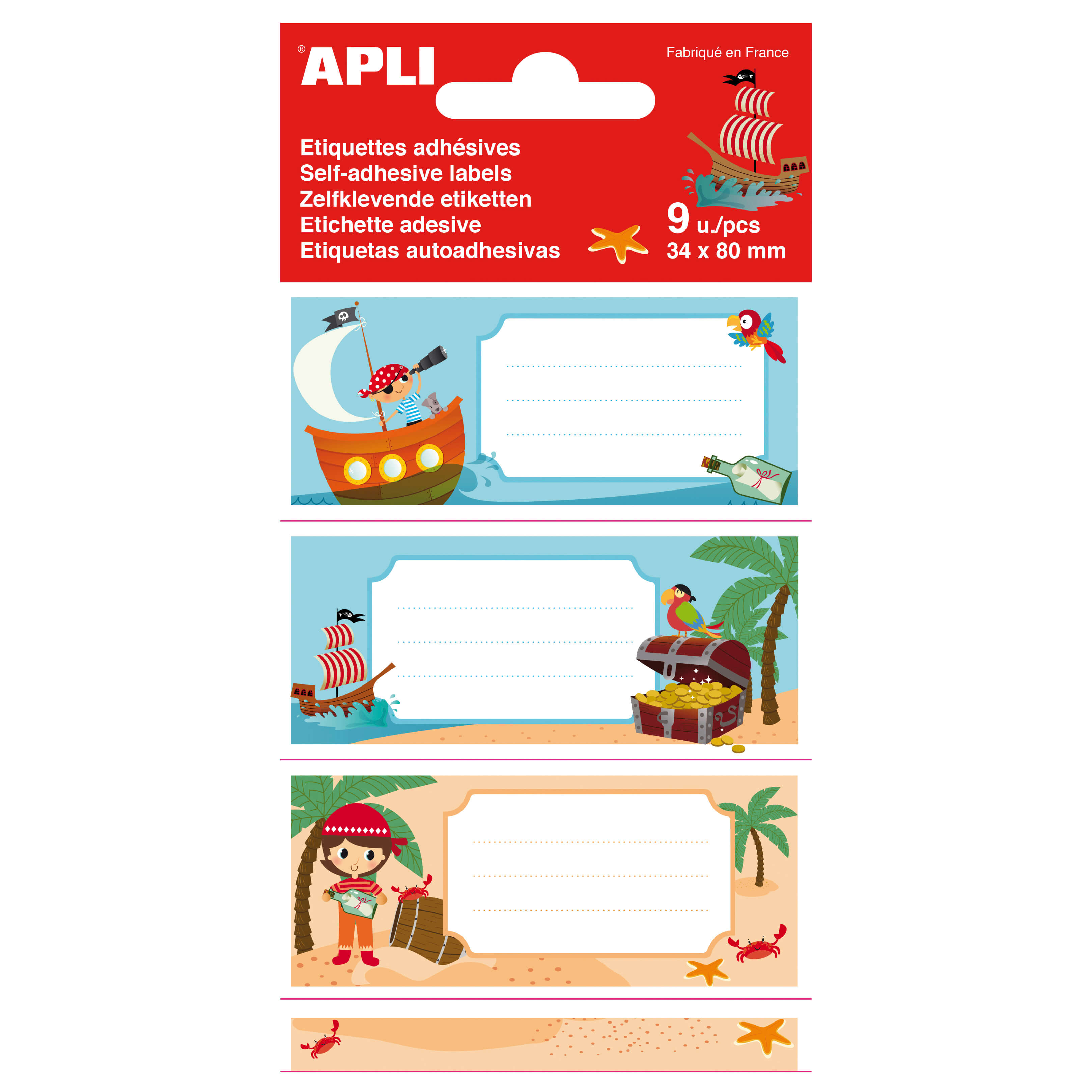 Etiquettes scolaires pirates 9u. | APLI