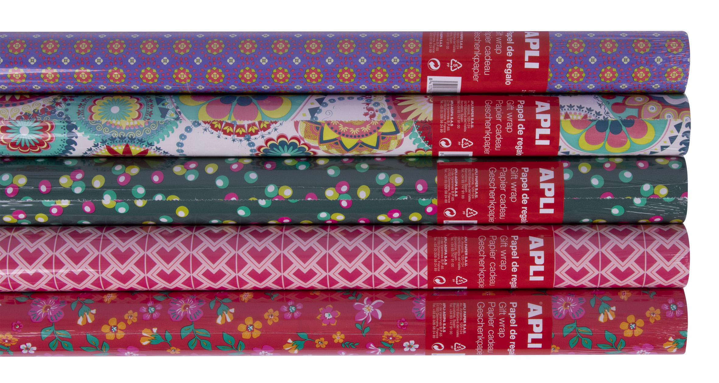 Papier cadeau Tendance motifs assortis 0,7 x 2 m. | APLI