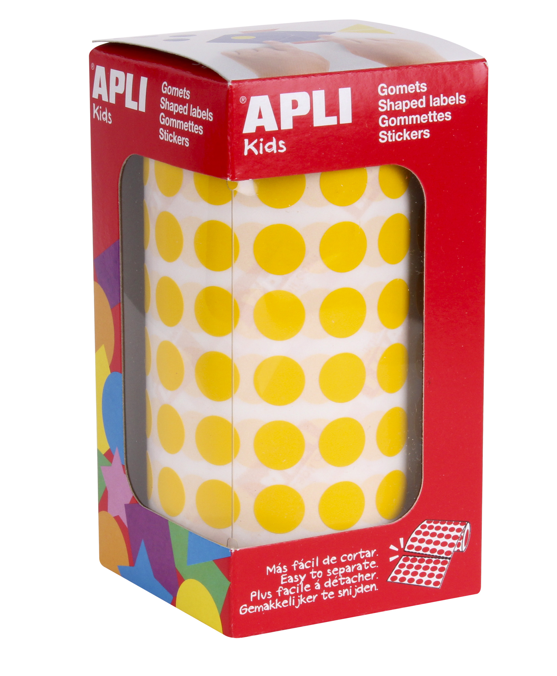 Rouleau gommettes rondes Ø 10,5 mm jaunes | APLI