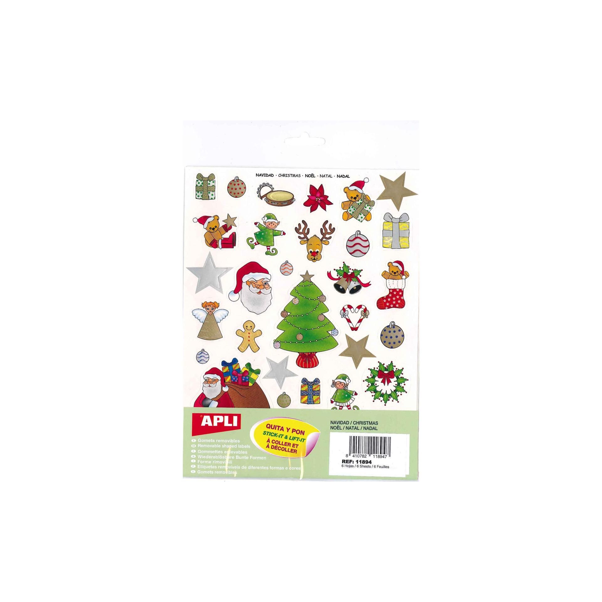 Gommettes enlevables Noël 6 feuilles | APLI
