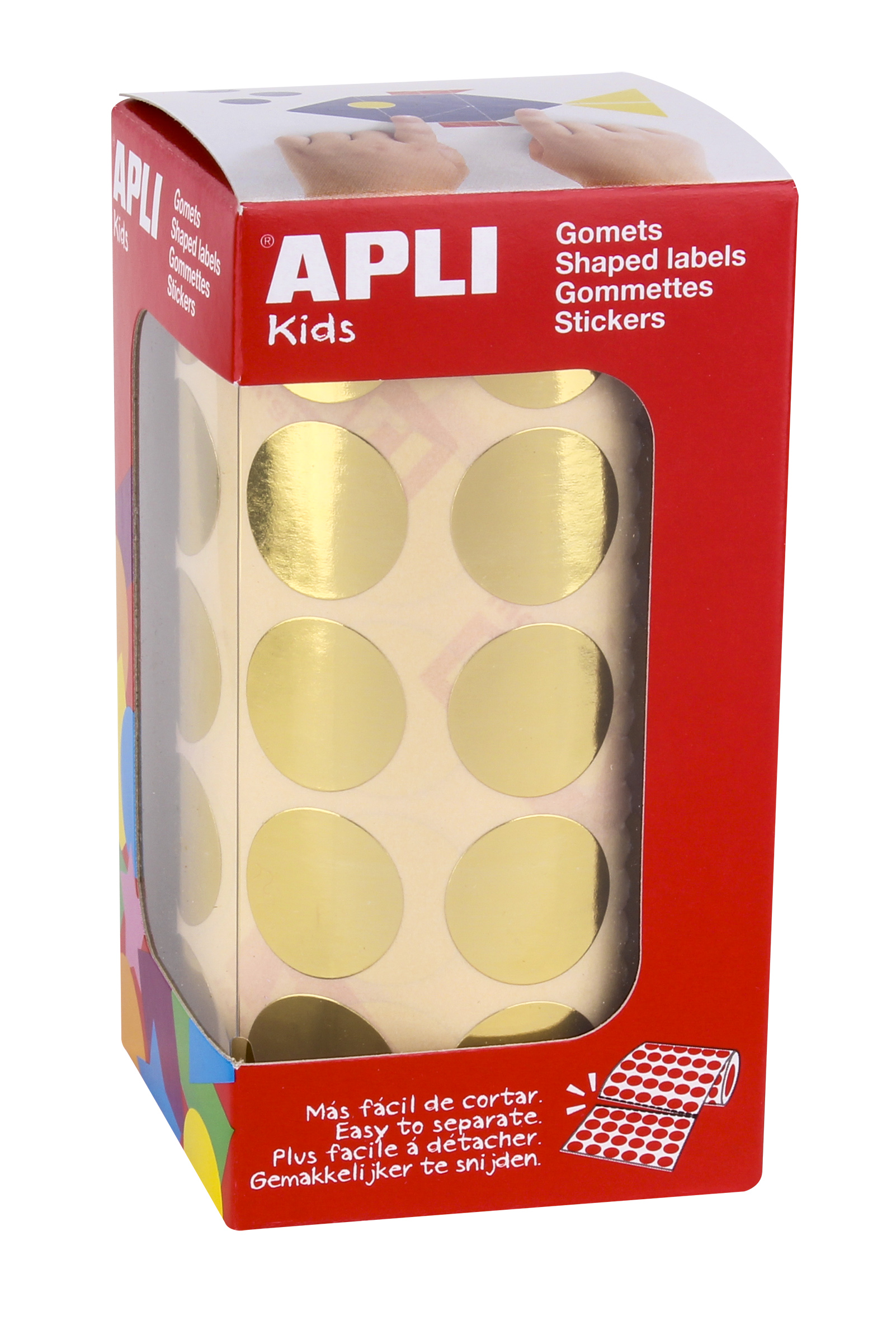 Rouleau gommettes rondes Ø 20 mm métallisée or | APLI